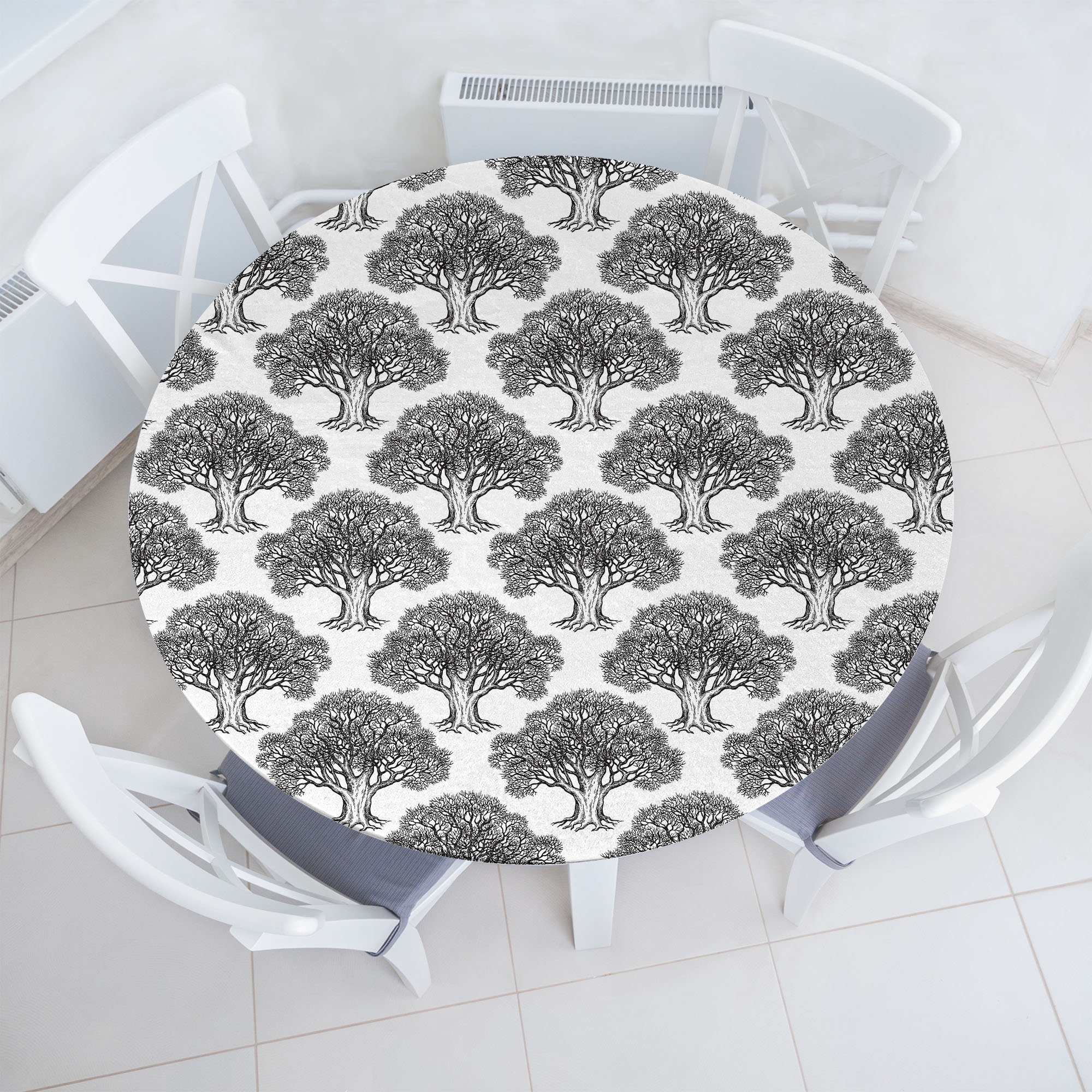 House of Hampton® Oak Tree Fitted Round Tablecloth 56"- 60" Diameter ...