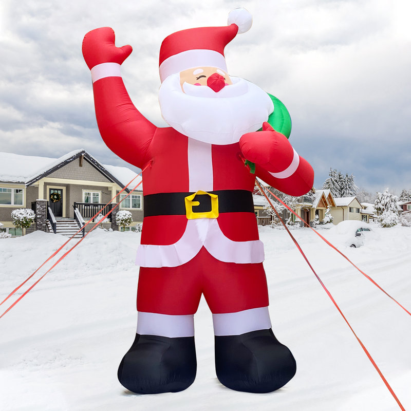 The Holiday Aisle® Christmas Inflatable Santa Inflatables Outdoor ...