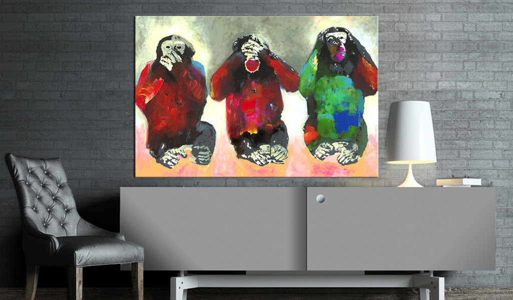 Artgeist Three Wise Monkeys Art Print on Canvas | Wayfair.co.uk