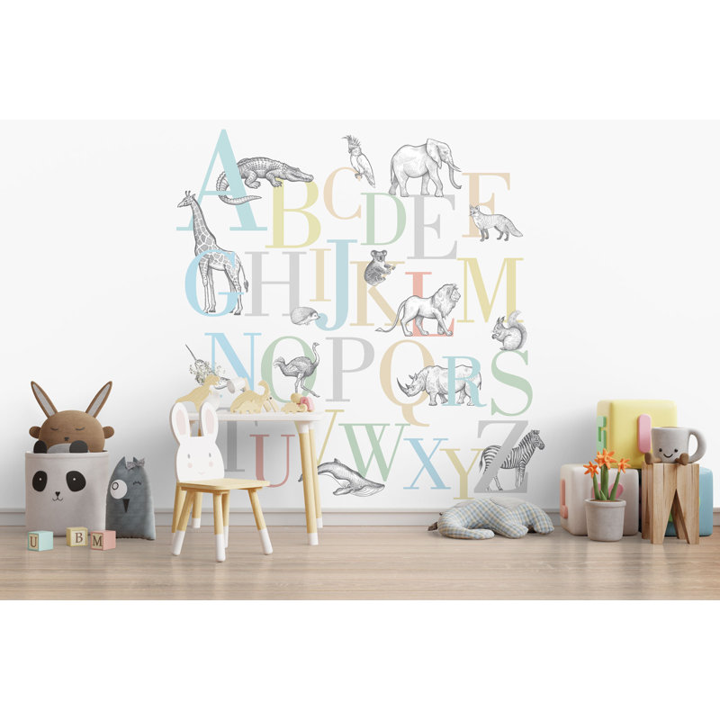 wallpaew Colorful Alphabet Wallpaper Kids Room Wall Decor | Wayfair