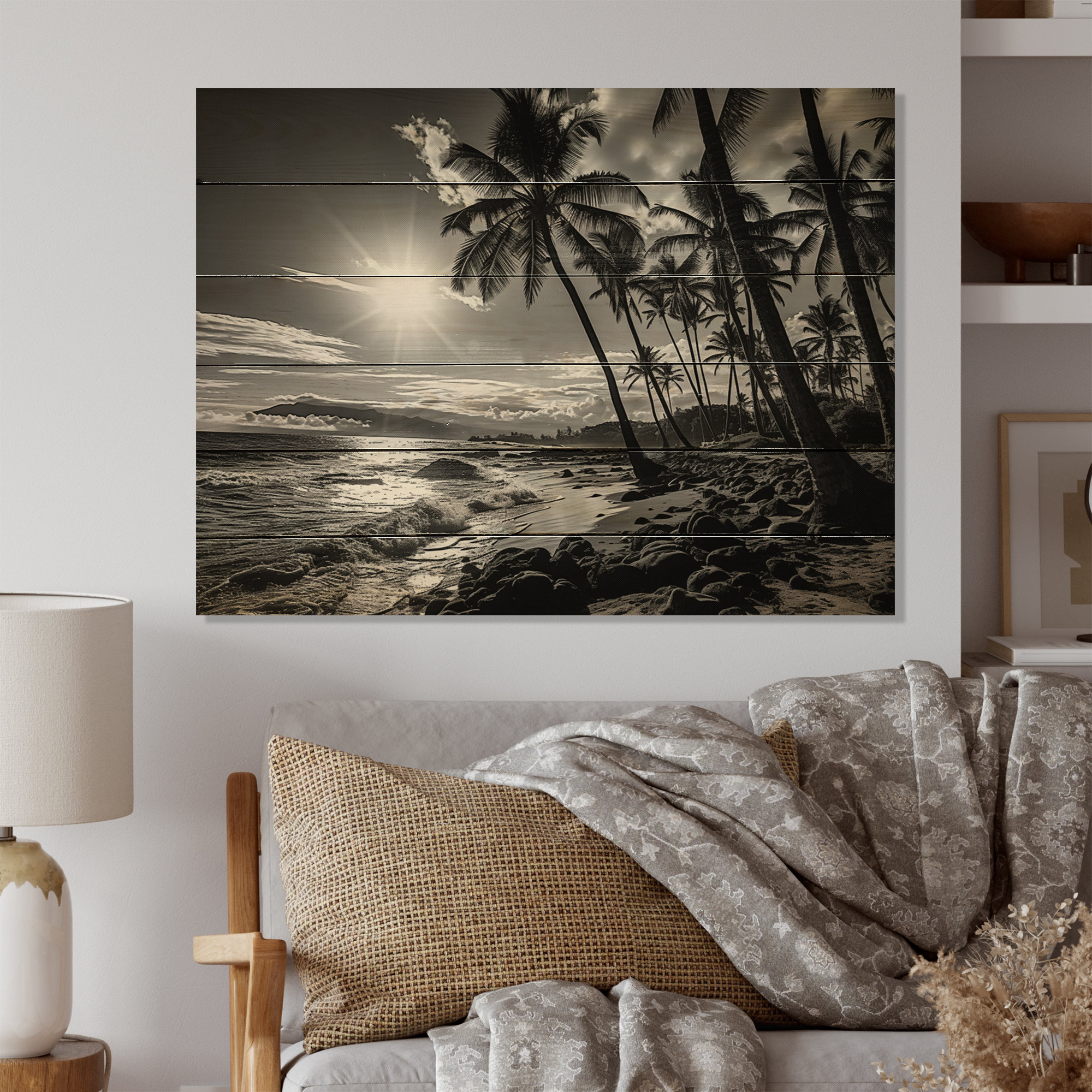 Bay Isle Home™ Hawaii Balck And White Shadows Of Aloha II On Wood Print ...