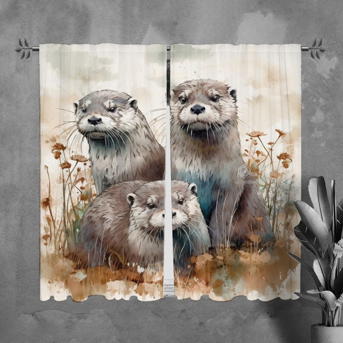 Loon Peak® Otter Window Curtains Animals Gray Drapes | Wayfair