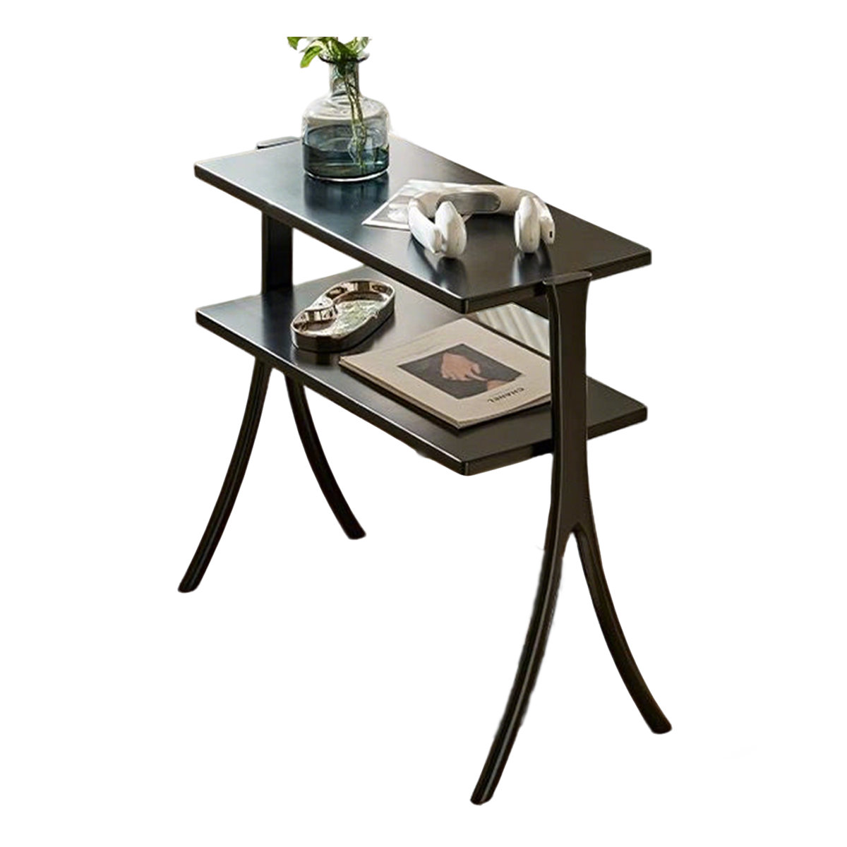 Organix Pattern 25.00"Black Solid Wood Mobile End Table | Wayfair