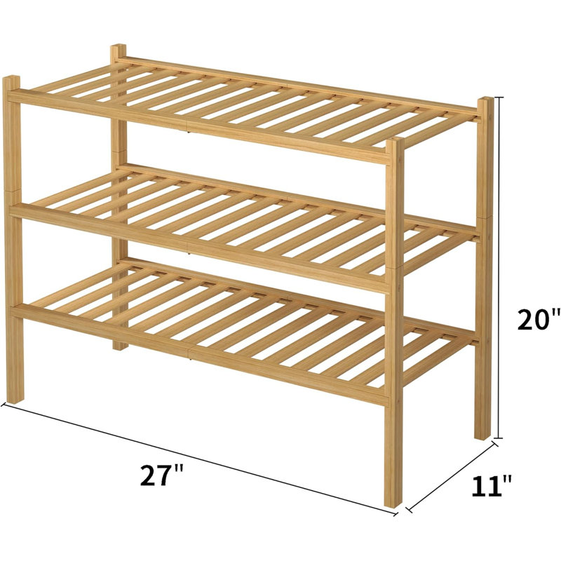 Rebrilliant 3-tier Bamboo Shoe Rack Natural | Wayfair