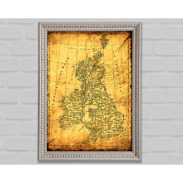 Bright Star Vintage UK Map - Single Picture Frame Art Prints | Wayfair ...