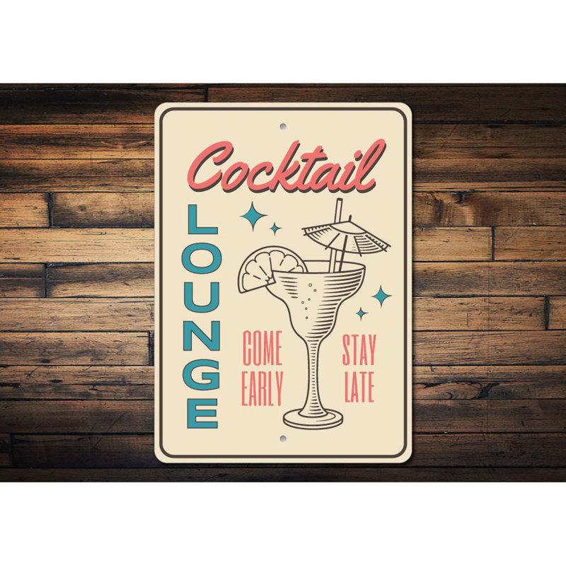 Lizton Sign Shop, Inc Retro Cocktail Bar Aluminum Sign | Wayfair