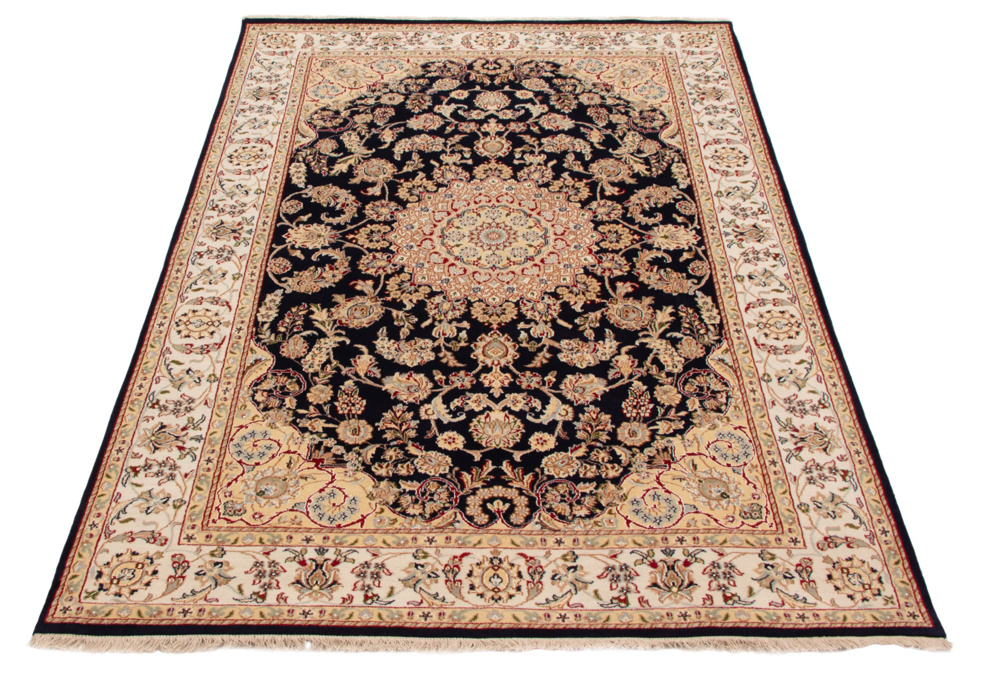Bloomsbury Market Hand-knotted Nain Dark Navy Rug 6'0" x 9'0" | Wayfair