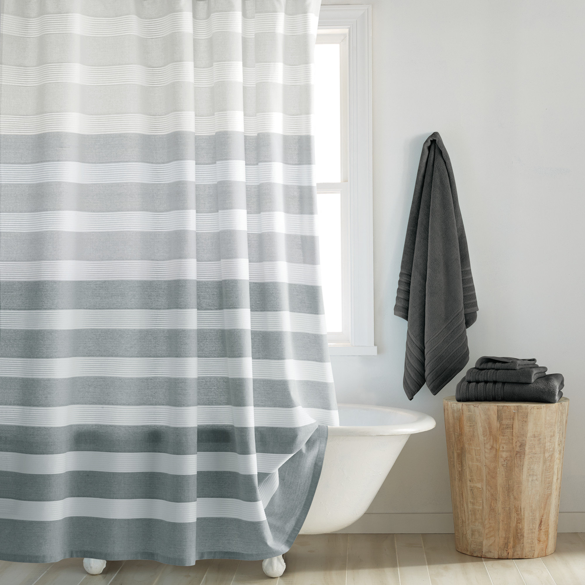 Dkny 100 Cotton Striped Single Shower Curtain And Reviews Wayfair