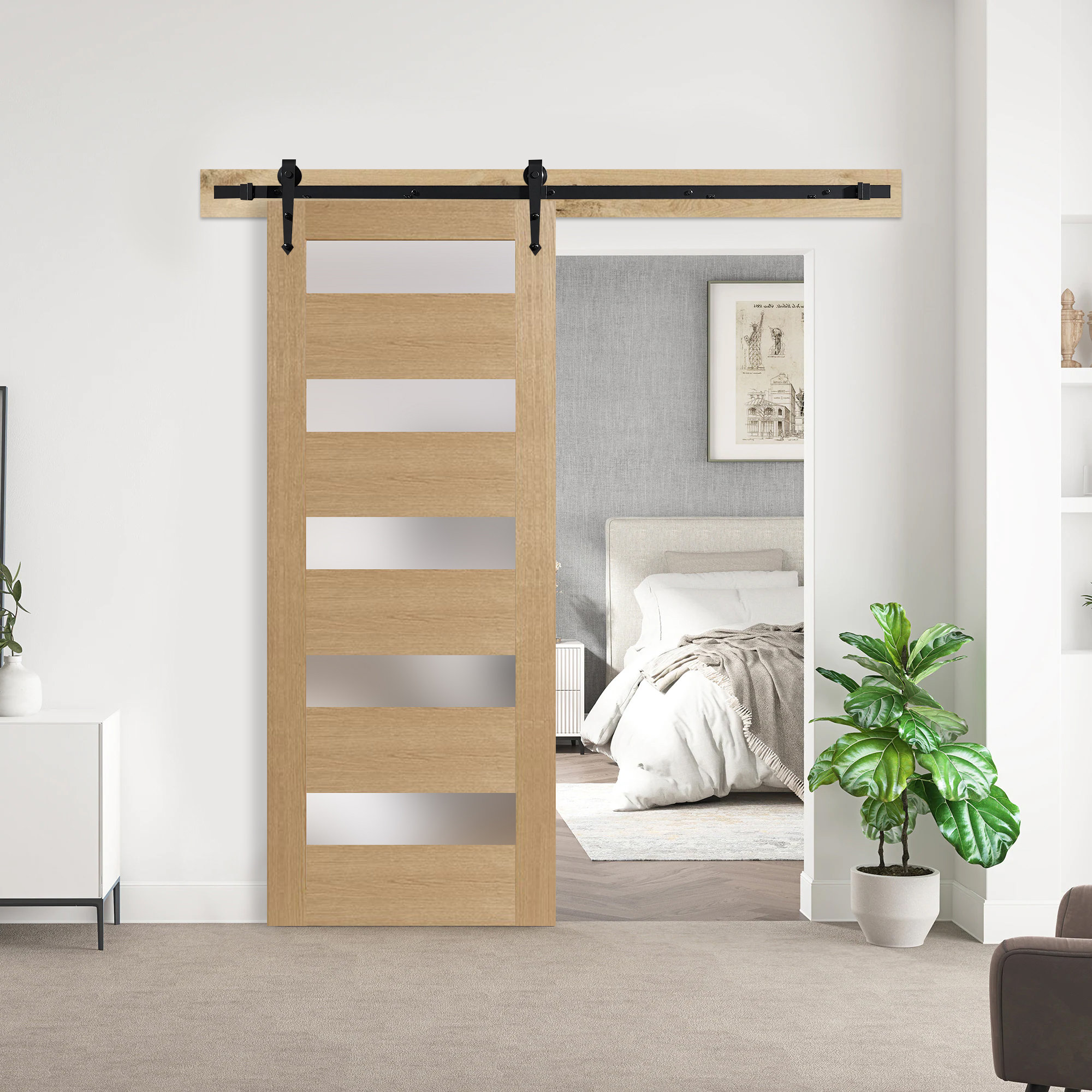 Stile Doors 5 Lite Satin Etch White Oak Slab Door & Reviews | Wayfair