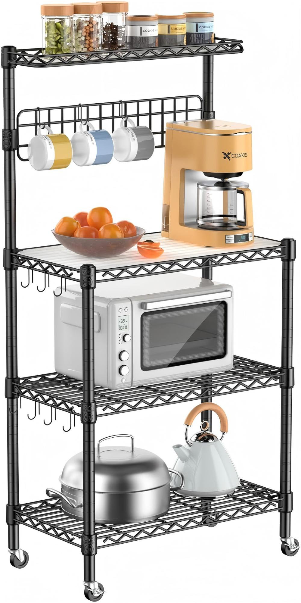 Rebrilliant Bakers Rack For Kitchen With Storage, NSF Certified 4-Tier ...