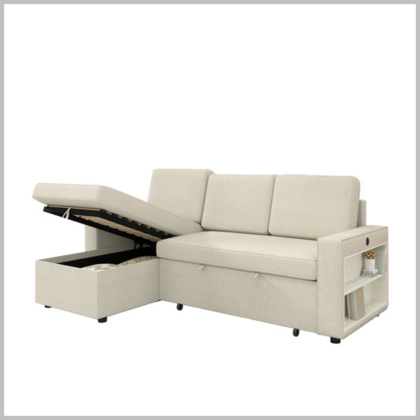 Latitude Run® Modern L-Shaped Couch Convertible Sofa Bed with Storage ...