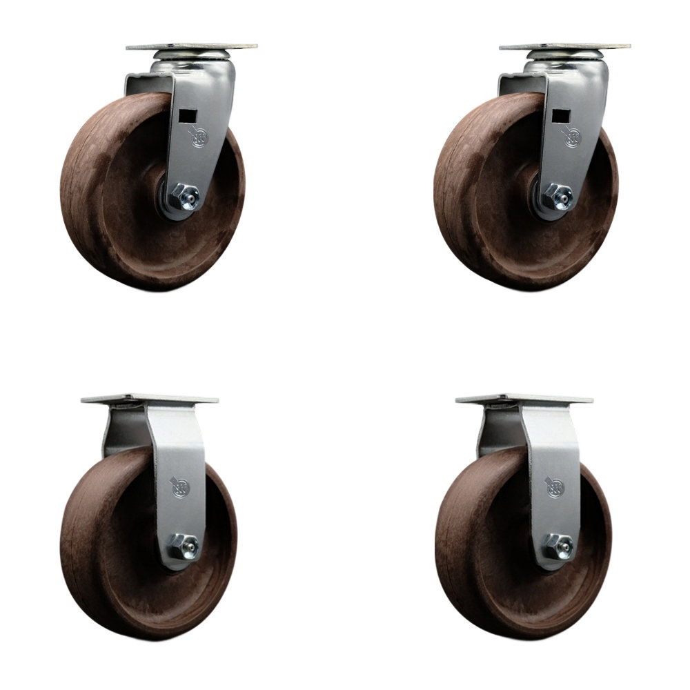 Service Caster 4 Piece Glass Nylon Bronze Bearing Caster Set with 2 ...