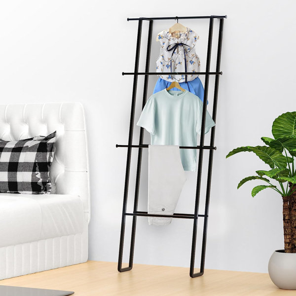 QIANXING Wall Leaning Holder Rack Drying Rack, 4-Tier Blanket Ladders ...