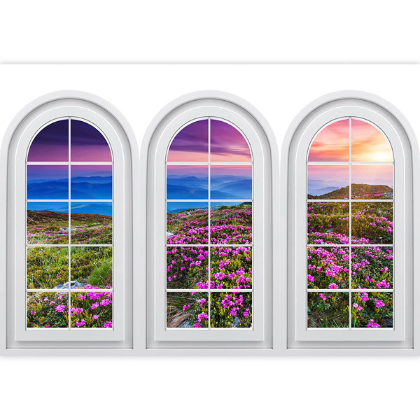 IDEA4WALL Removable Wall Sticker/Wall Mural Window View Sunset Ocean ...