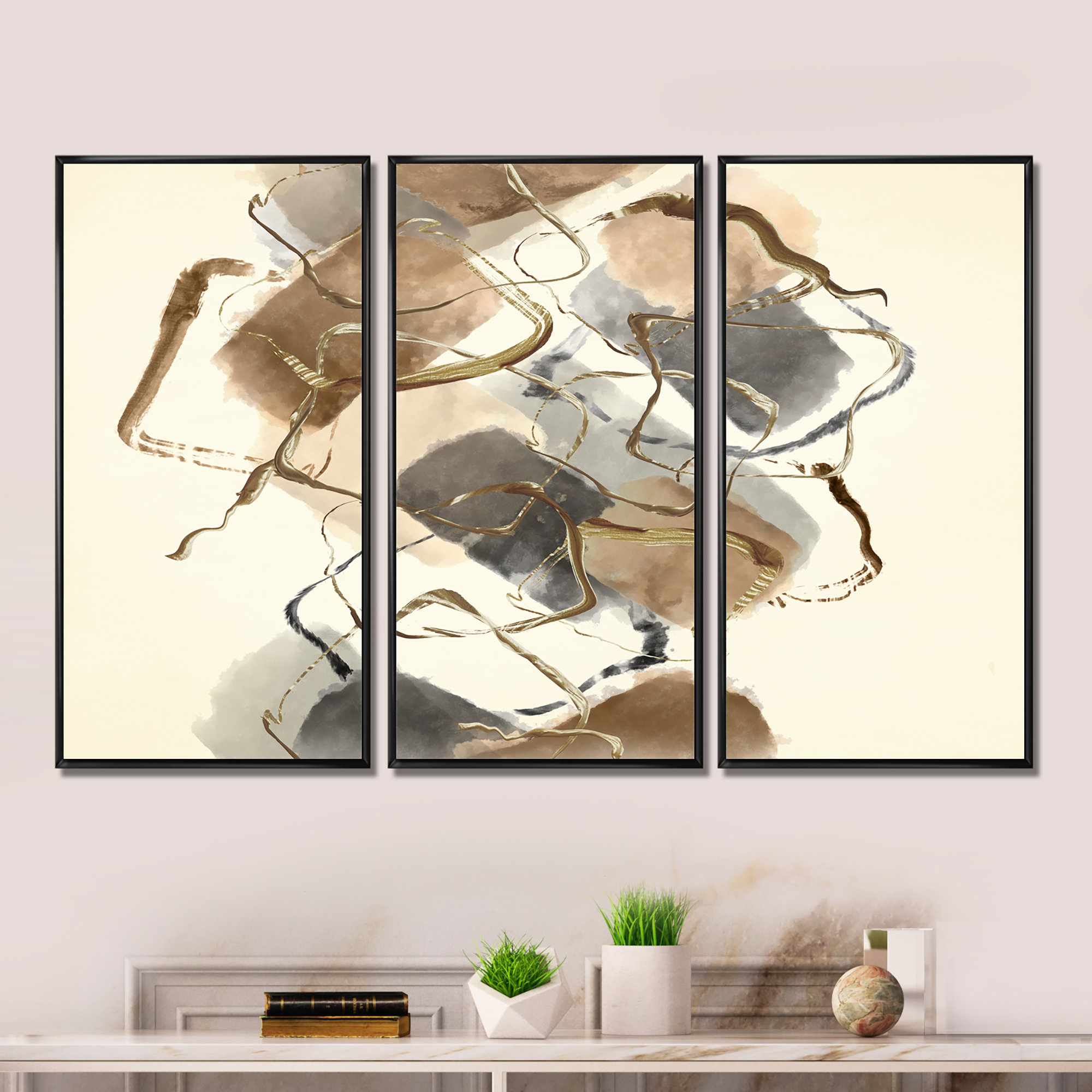 Design Art Gold Glam Squares III - Modern & Contemporary Framed Canvas ...