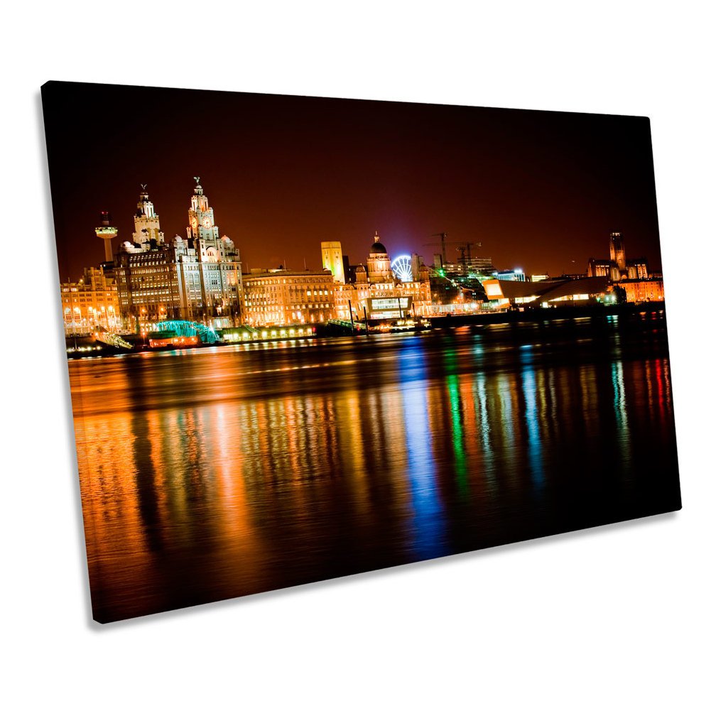 Ebern Designs Liverpool City Skyline CANVAS WALL ART Box Framed ...
