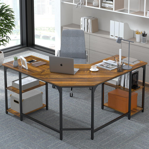 Everly Quinn Haillee L-Shaped Metal Base Desks & Reviews | Wayfair
