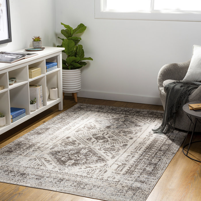 Mistana™ Dickison Machine Washable Oriental Dark Brown/Gray Area Rug ...