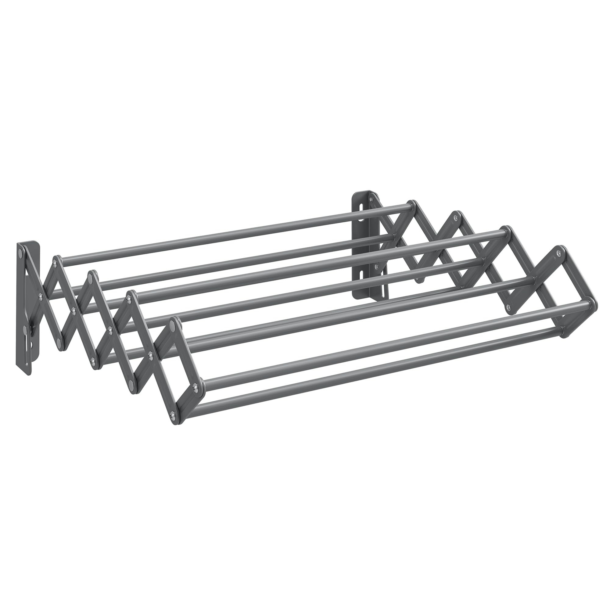 Rebrilliant Accordion Wall-Mounted Drying Rack, Expandable Steel with 9 ...