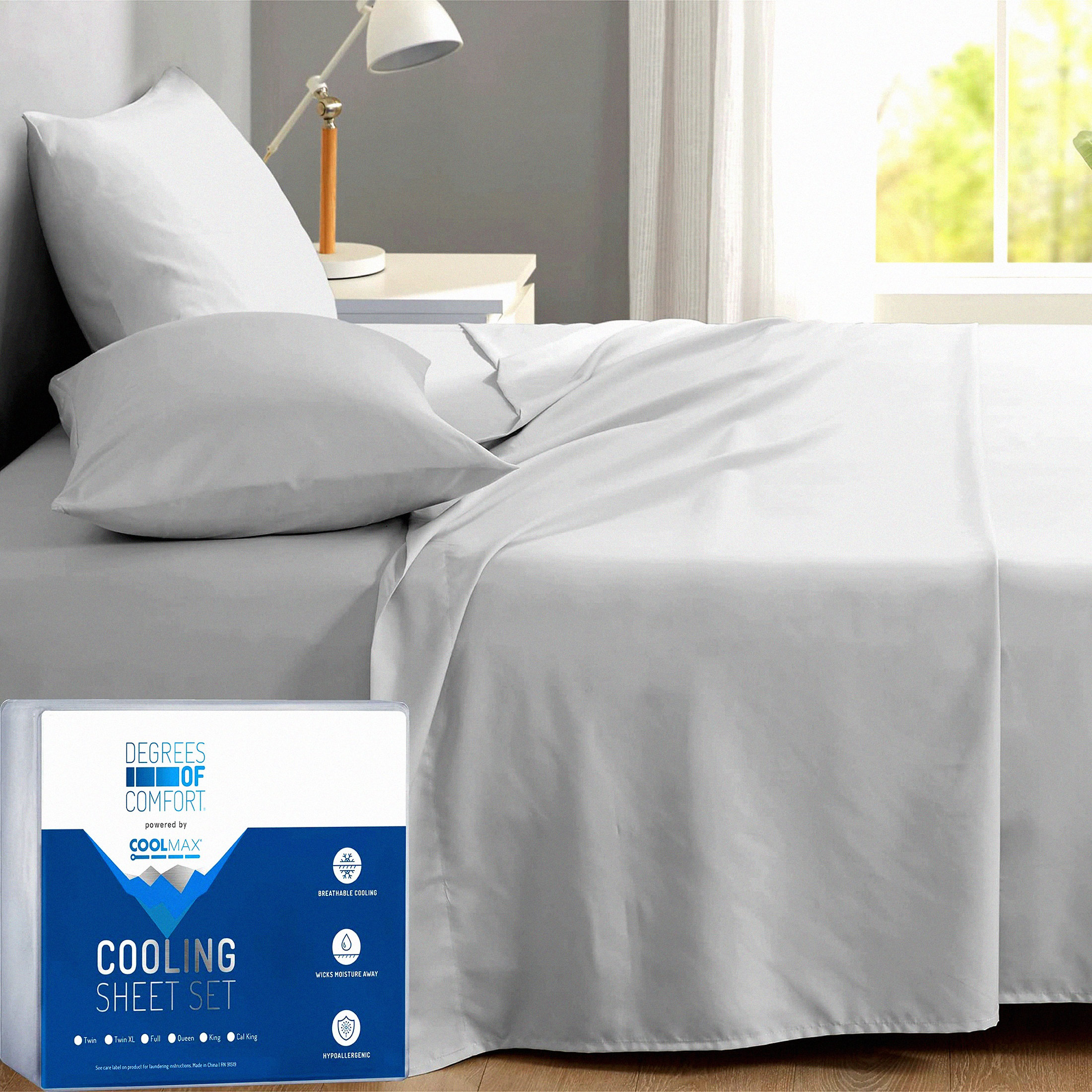 BRBCA CoolMax ComfortCool Sheets - Twin Size Set, Moisture Wicking Technology for Night Sweats ...
