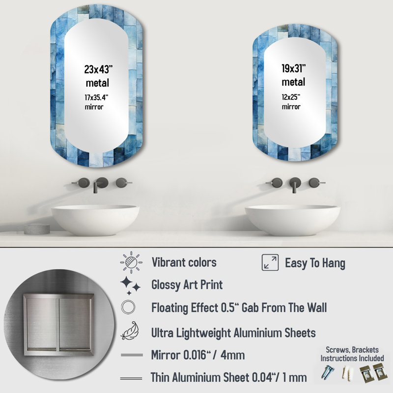 Ivy Bronx White And Blue Scandinavian Tiles V - Abstract Tile Modern ...