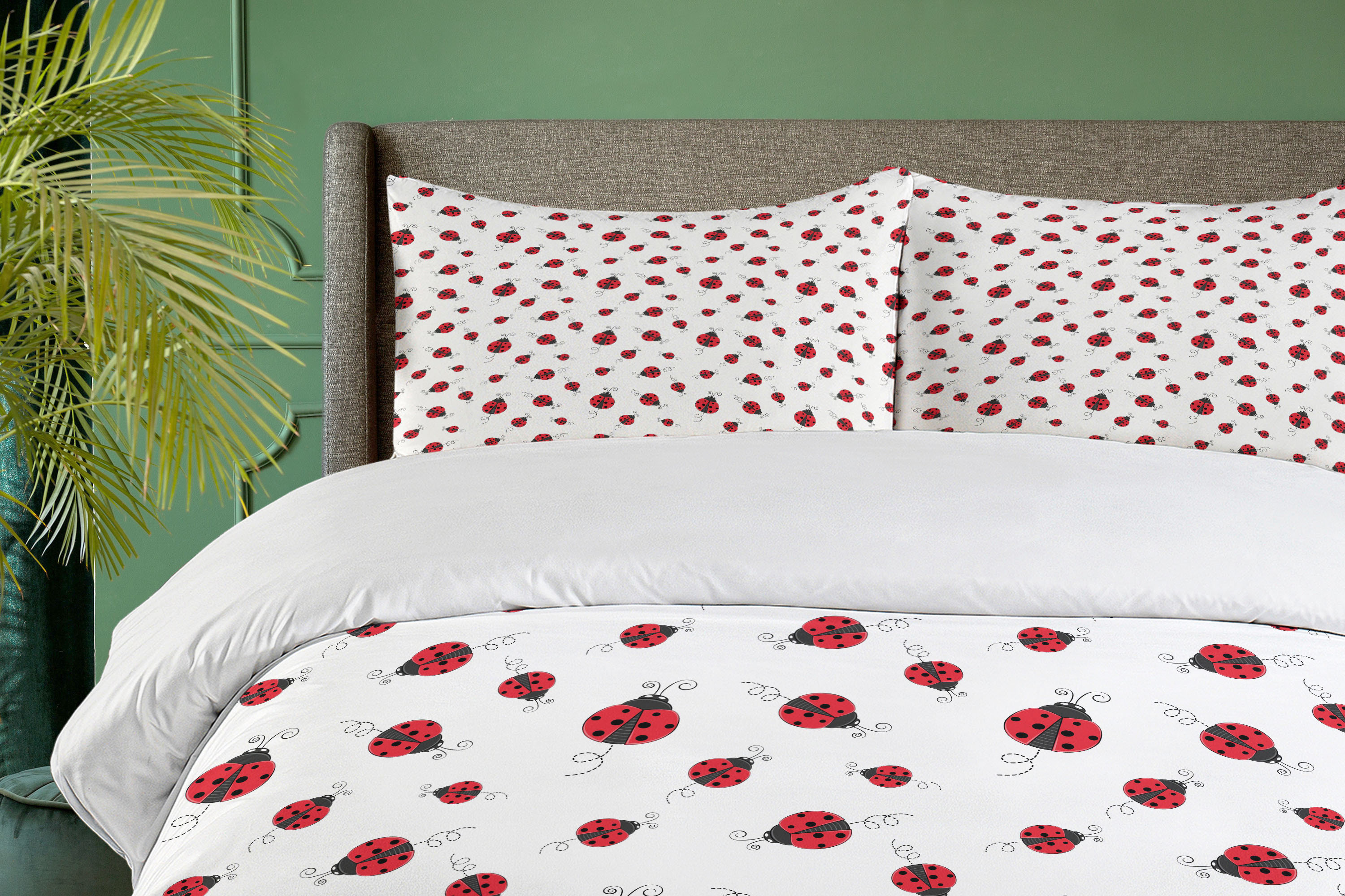 Ambesonne Ladybugs Duvet Cover Set, Dotted Winged Animals, Calking ...