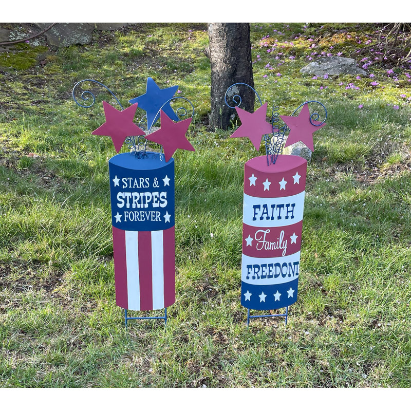Trinx 2 piece July 4Th Patriotic Firecracker Garden Stake | Wayfair