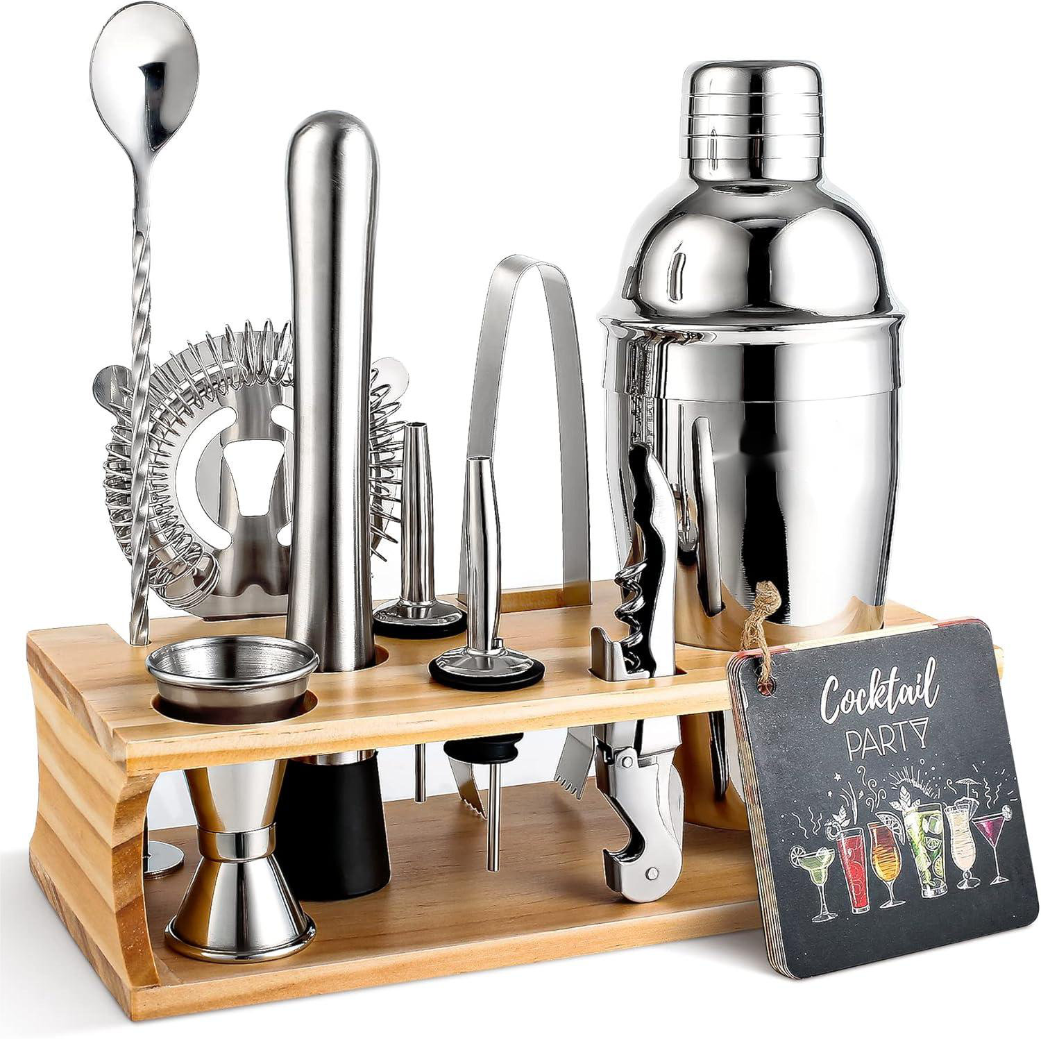 Latitude Run® Bartender Kit Cocktail Shaker Set With Stand Bar Tool Bar ...