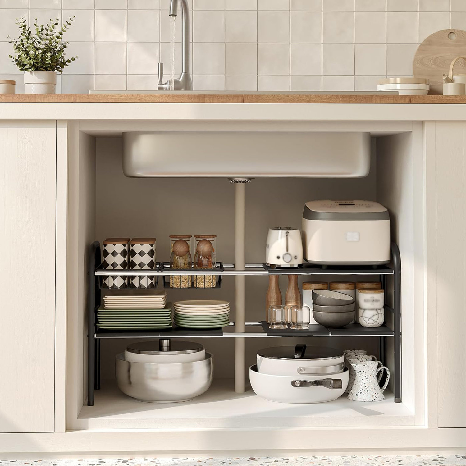 Rebrilliant 2-Tier Under Sink Organizers and Storage, Expandable Under ...