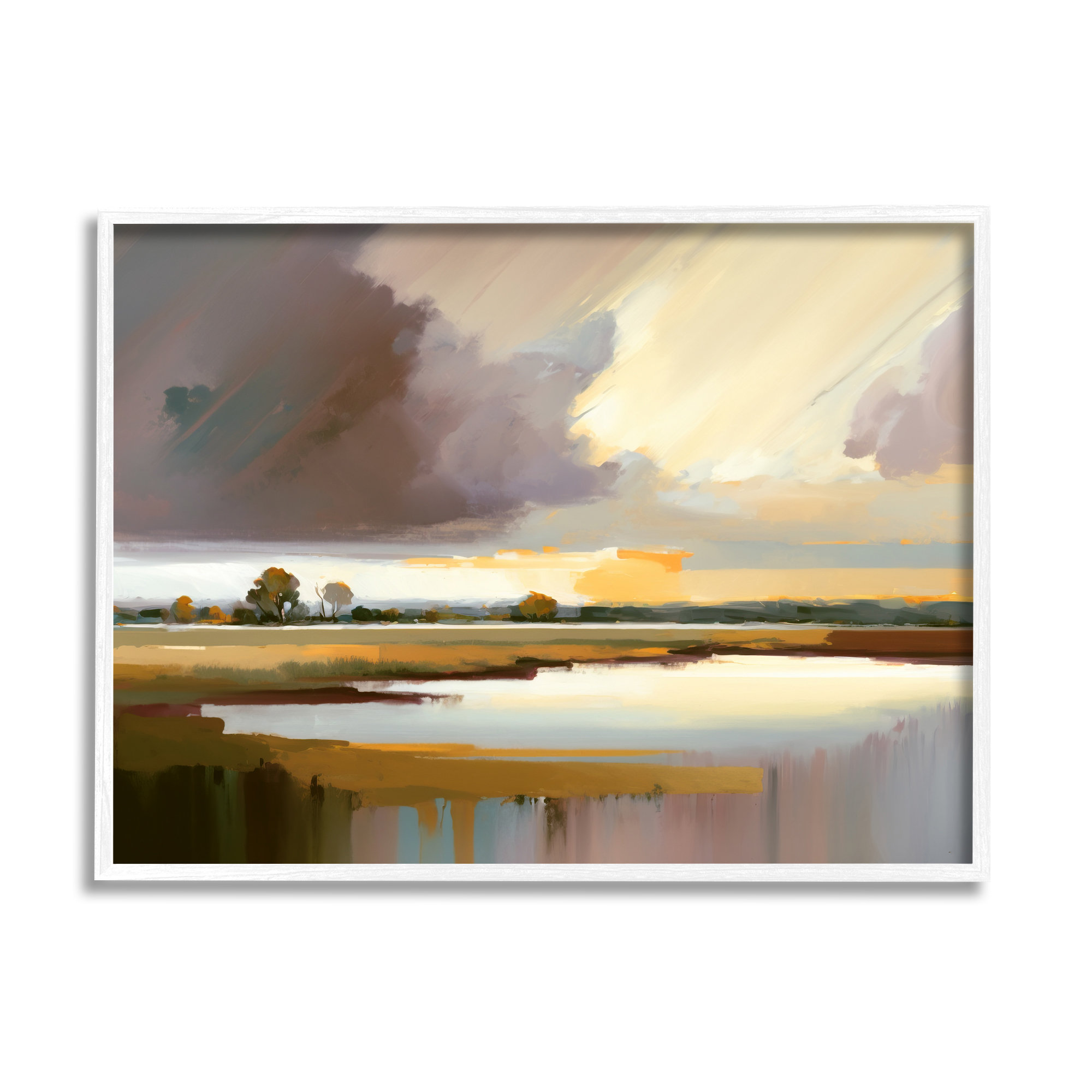 Stupell Industries Abstract Lake Painting Canvas Wall Art Design by ...