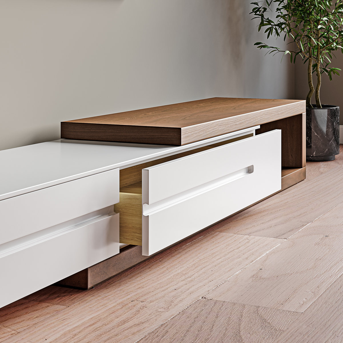 Orren Ellis Dahnya Wood Extendable TV Stand, Wood Media Console, Pre ...