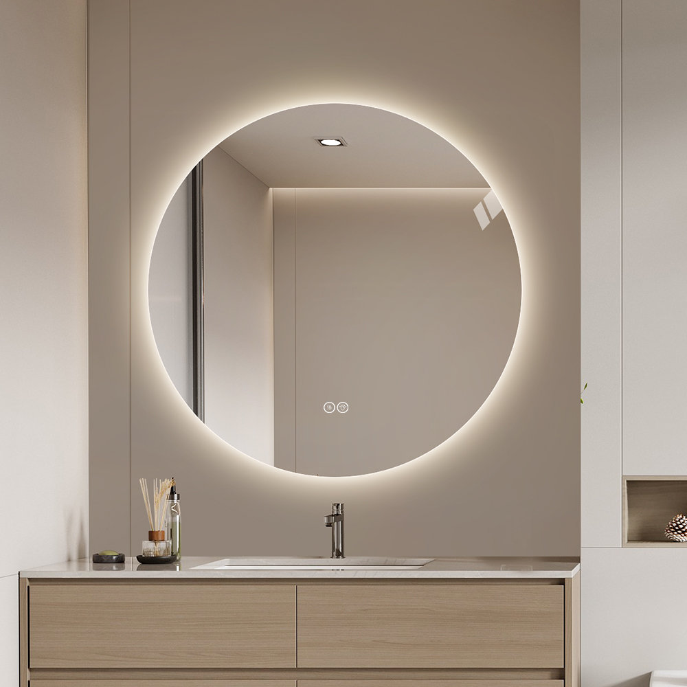 Orren Ellis 32 Inch Circular Frameless Led Bathroom Mirror | Wayfair