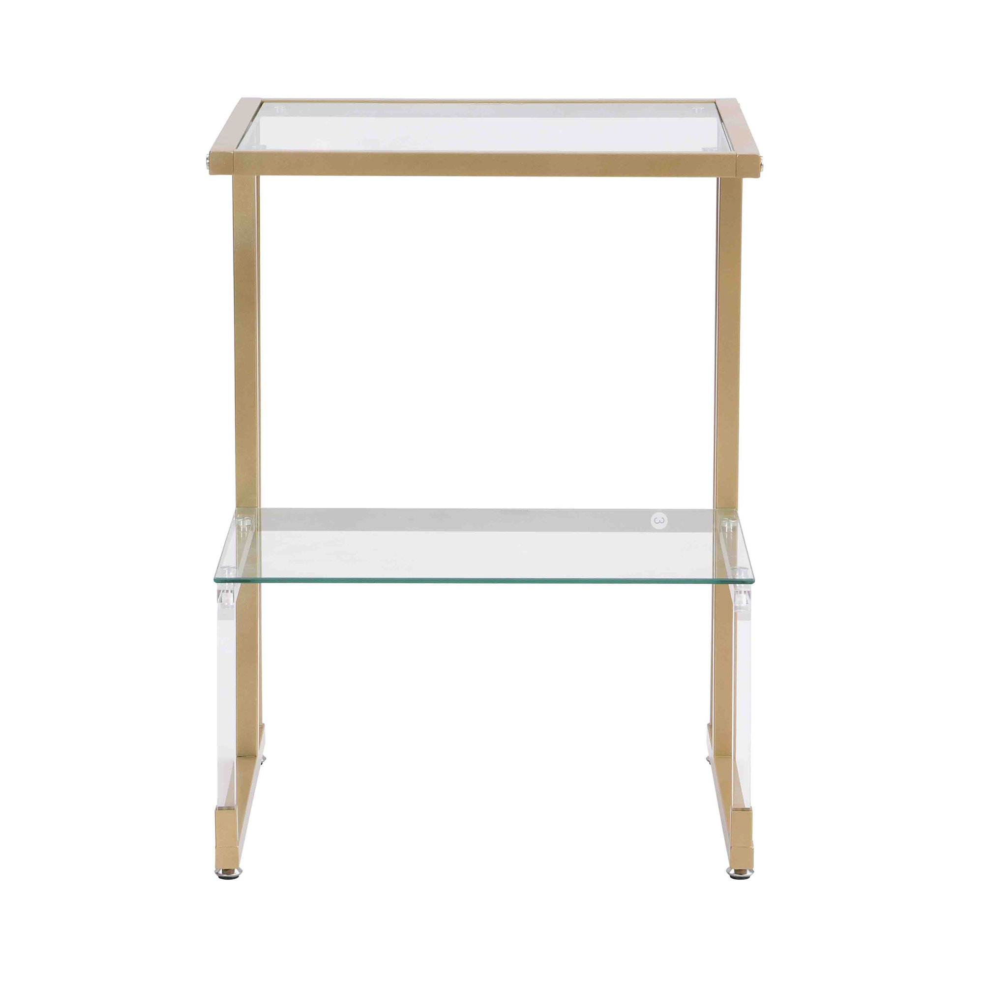 Wrought Studio™ Golden Side Table, 2-Tier Acrylic Glass End Table For ...