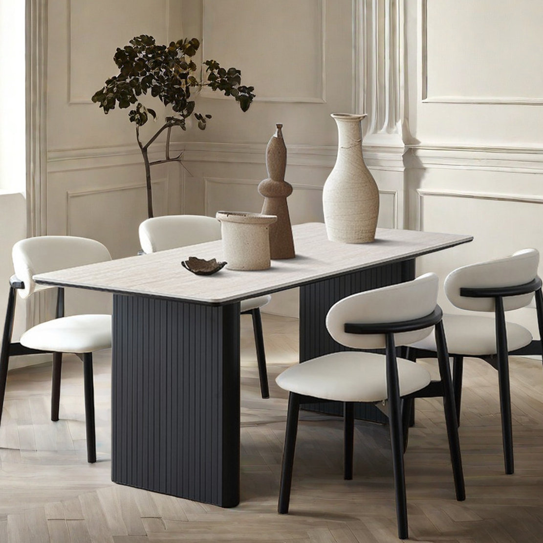 Dining Elegance Minimalist Dining Table And Chair Combination 7 - Piece ...