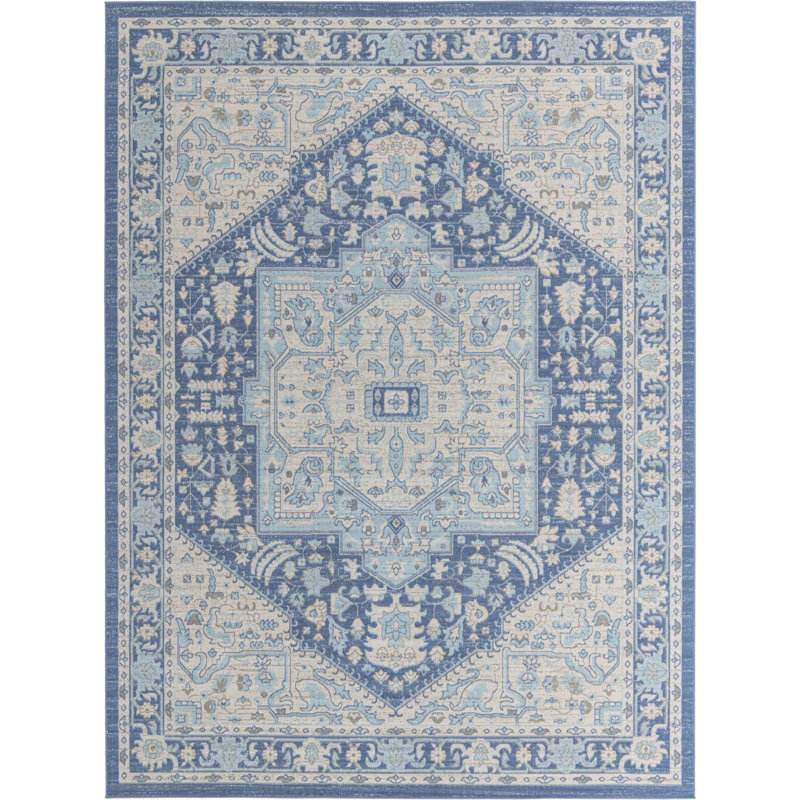 Bungalow Rose Shailena Oriental French Blue Area Rug & Reviews | Wayfair