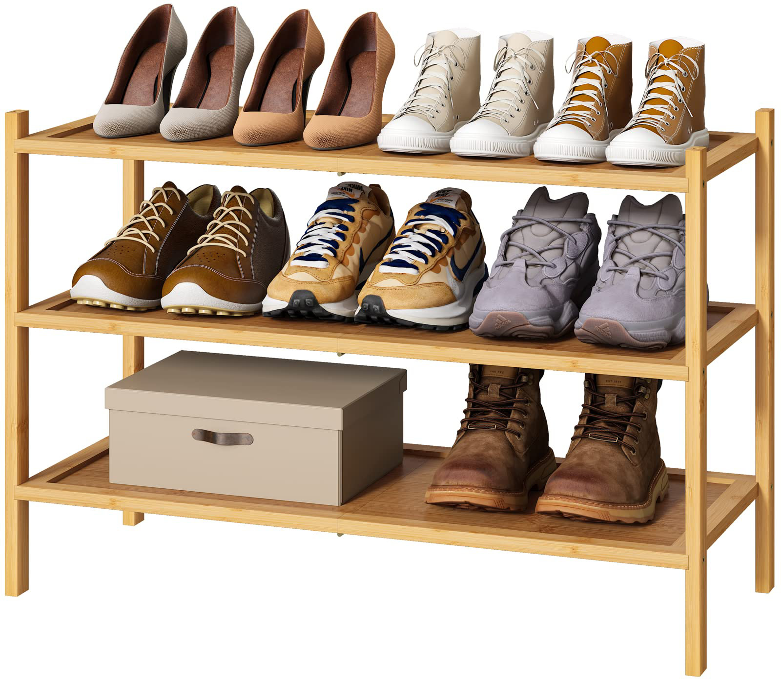 Winston Porter Durable 3-Tier Shoe Rack 27" - Stackable For Closet ...
