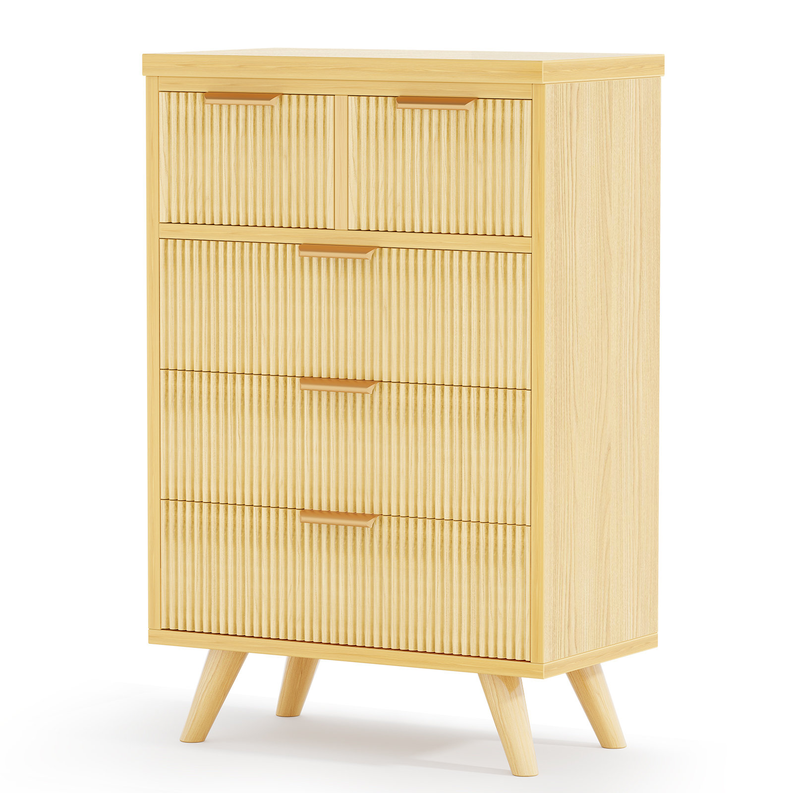 Mercer41 House of Hampton 5 Drawers Dresser, Wood Closet Dresser With ...