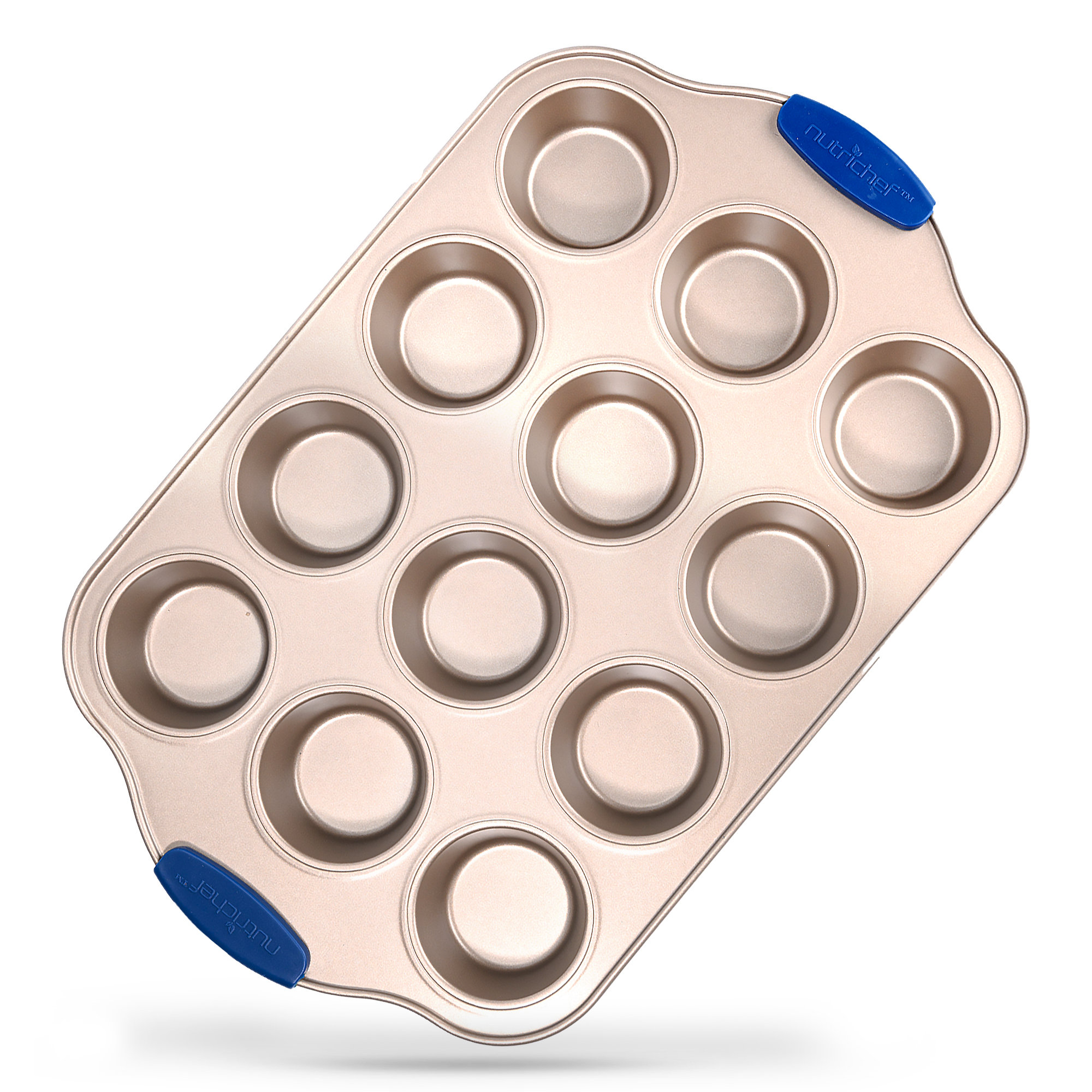 NutriChef 12 Cup Muffin Pan - Deluxe Nonstick Gold Coating Inside ...