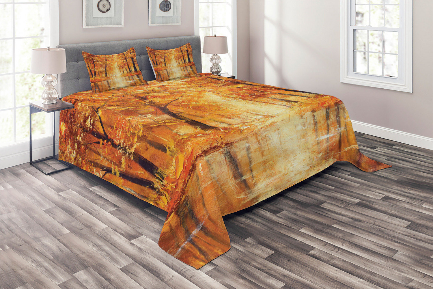 Ambesonne Forest Orange Microfiber Rustic Cover / Bedspread Set | Wayfair