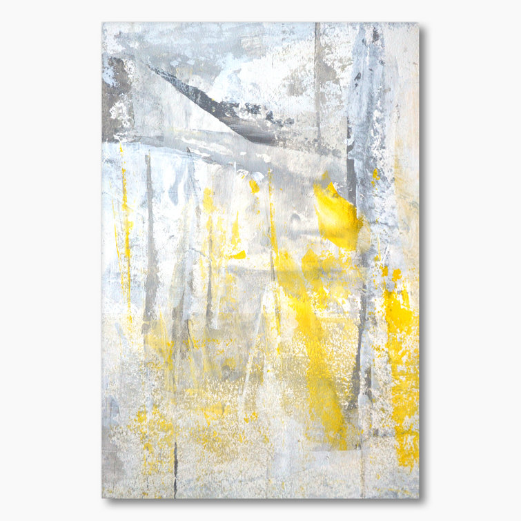Wrought Studio Grey And Yellow Merging Abstract XII - Modern ...