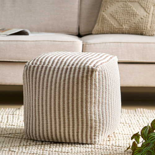 Laurel Foundry Modern Farmhouse Aoife 16" Wide Square Striped Pouf ...