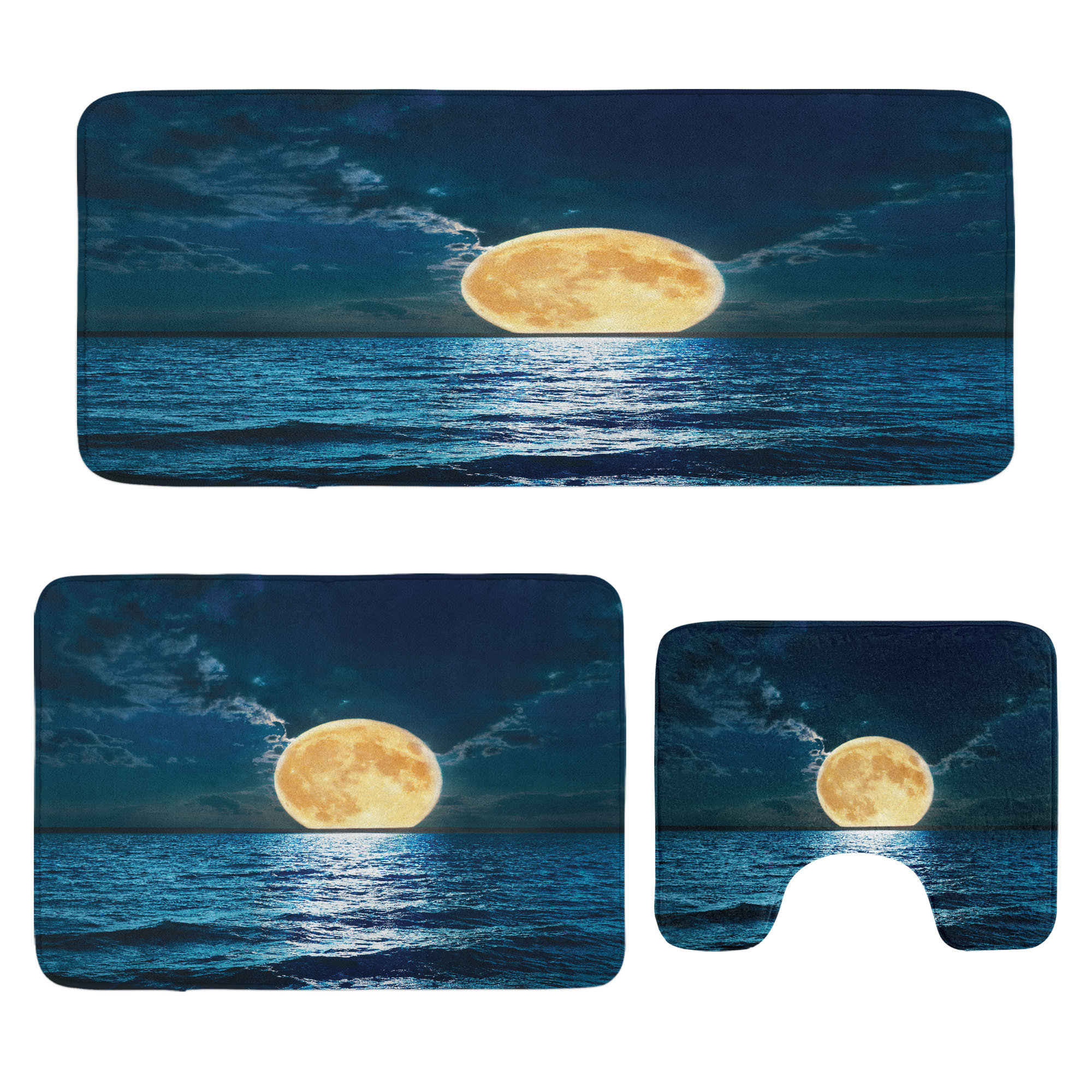 East Urban Home Ocean Bathroom Rug Set 3 Pieces U-Shape & Rectangle ...