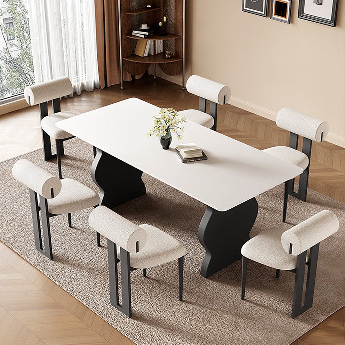 Dining Elegance Modern Simple Rock Plate Dining Table And Chair 31.50 W ...