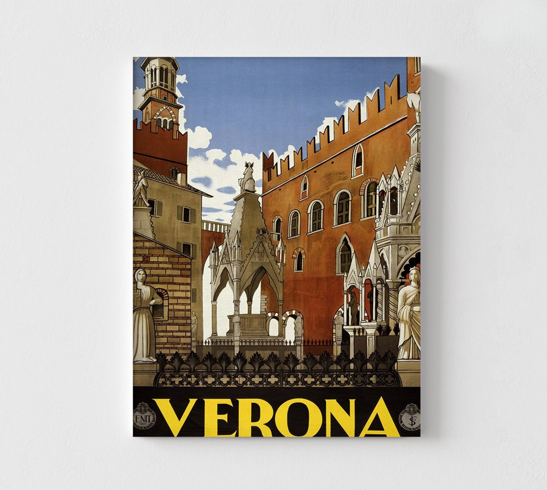 WeFrameArt Verona Vintage Travel Poster, Old Italian City Wall Decor ...