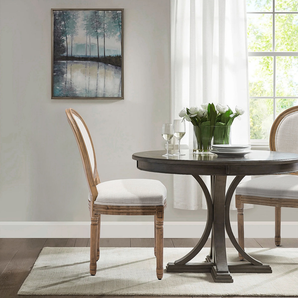 Ophelia & Co. Caille Linen King Louis Back Dining Chairs in Beige | Wayfair