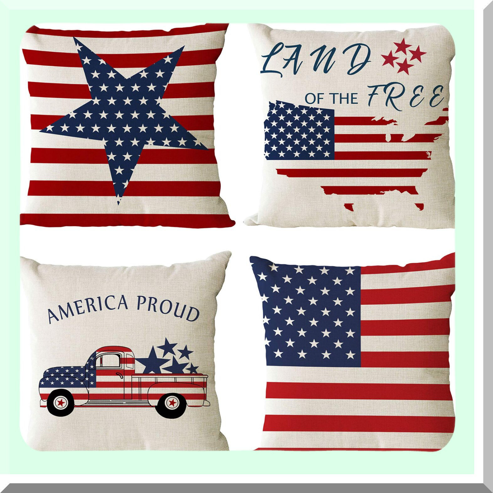 BRBCA Patriotic Flag Pillow Cover Set - 4th of July Memorial Day ...