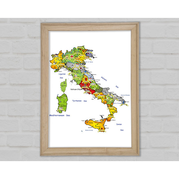 Longshore Tides Travel Map Of Italy - Single Picture Frame Art Prints ...