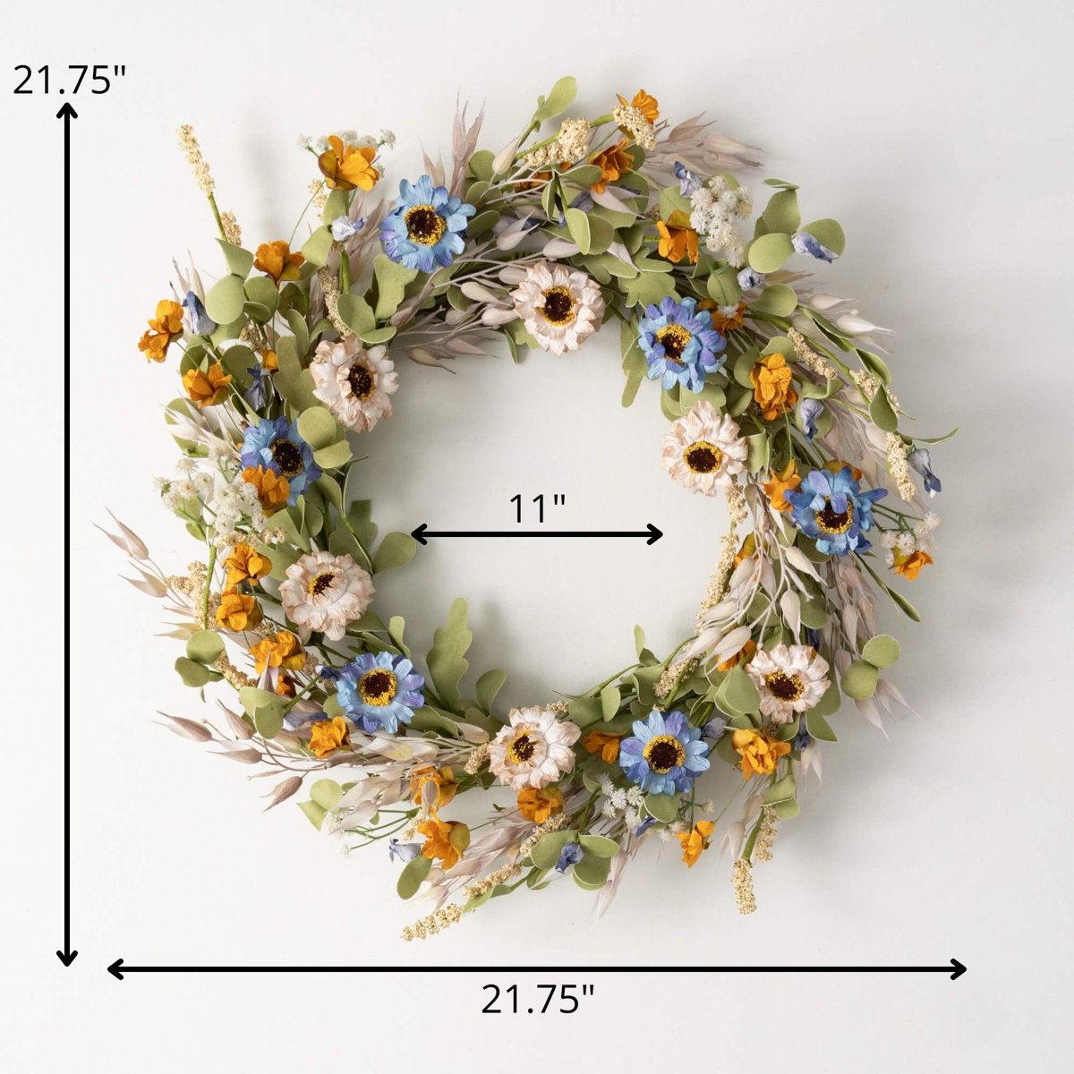 Primrue Artificial Summer Wildflower Lighted Plastic Wreath & Reviews ...