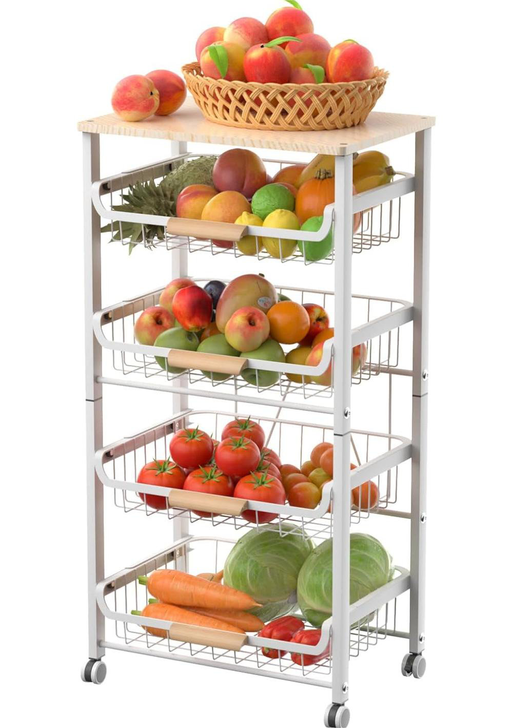 Elaine Mercure Pull-Out Fruit Basket, 5-Tier Slide Out Metal Storage ...
