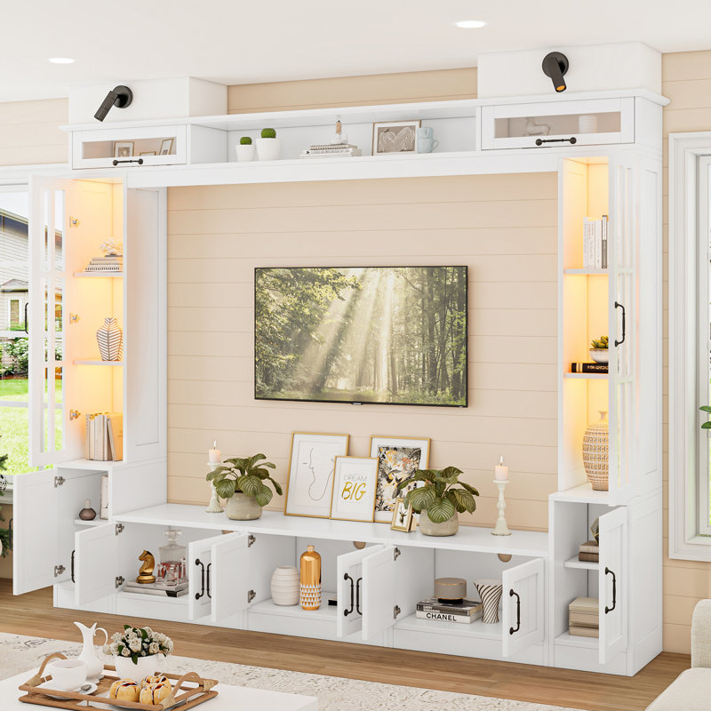 Wrought Studio 98" Modern Entertainment Centre Wall Unit Set With Ample ...